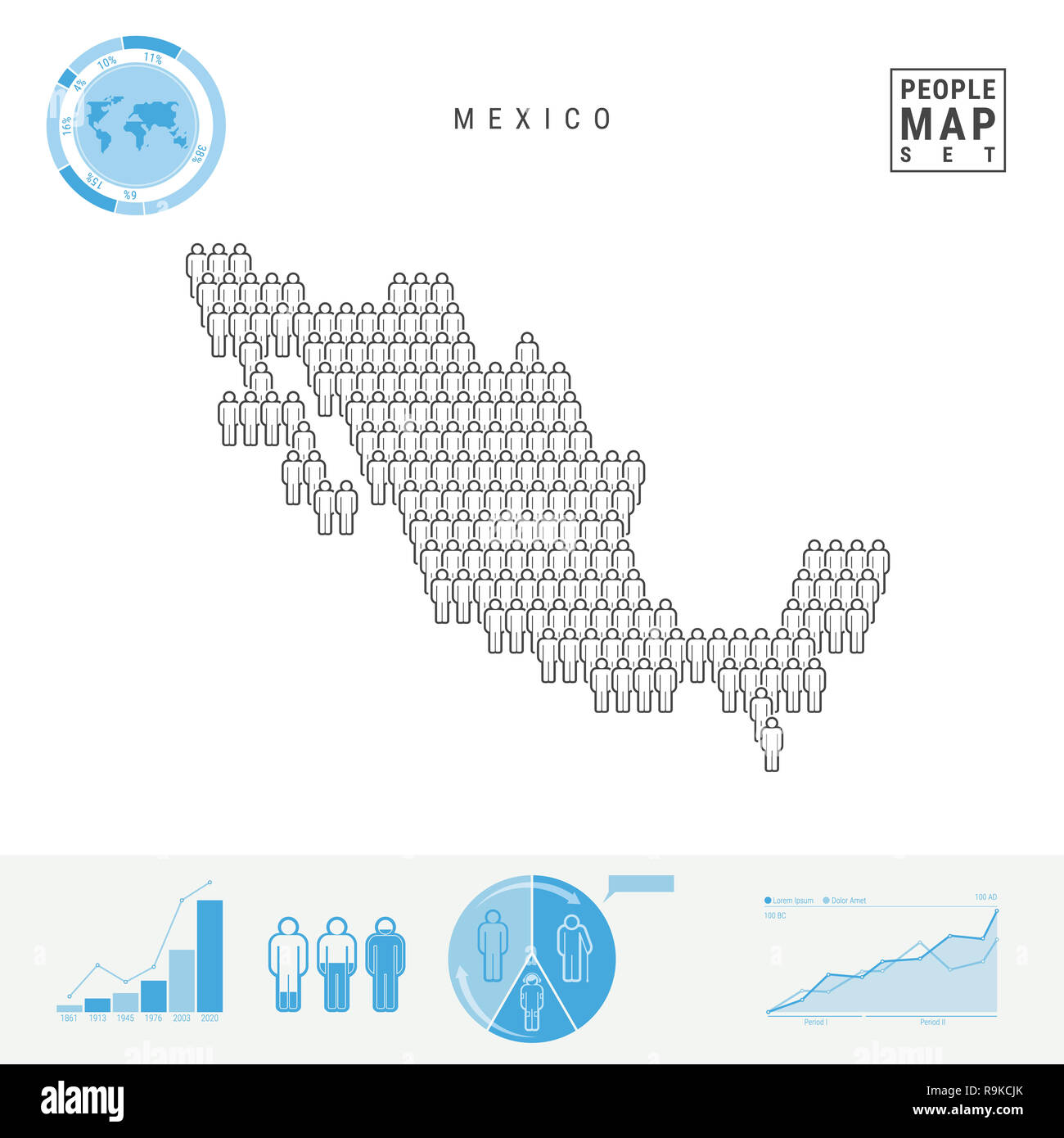 Mexico People Icon Map. People Crowd in the Shape of a Map of Mexico ...