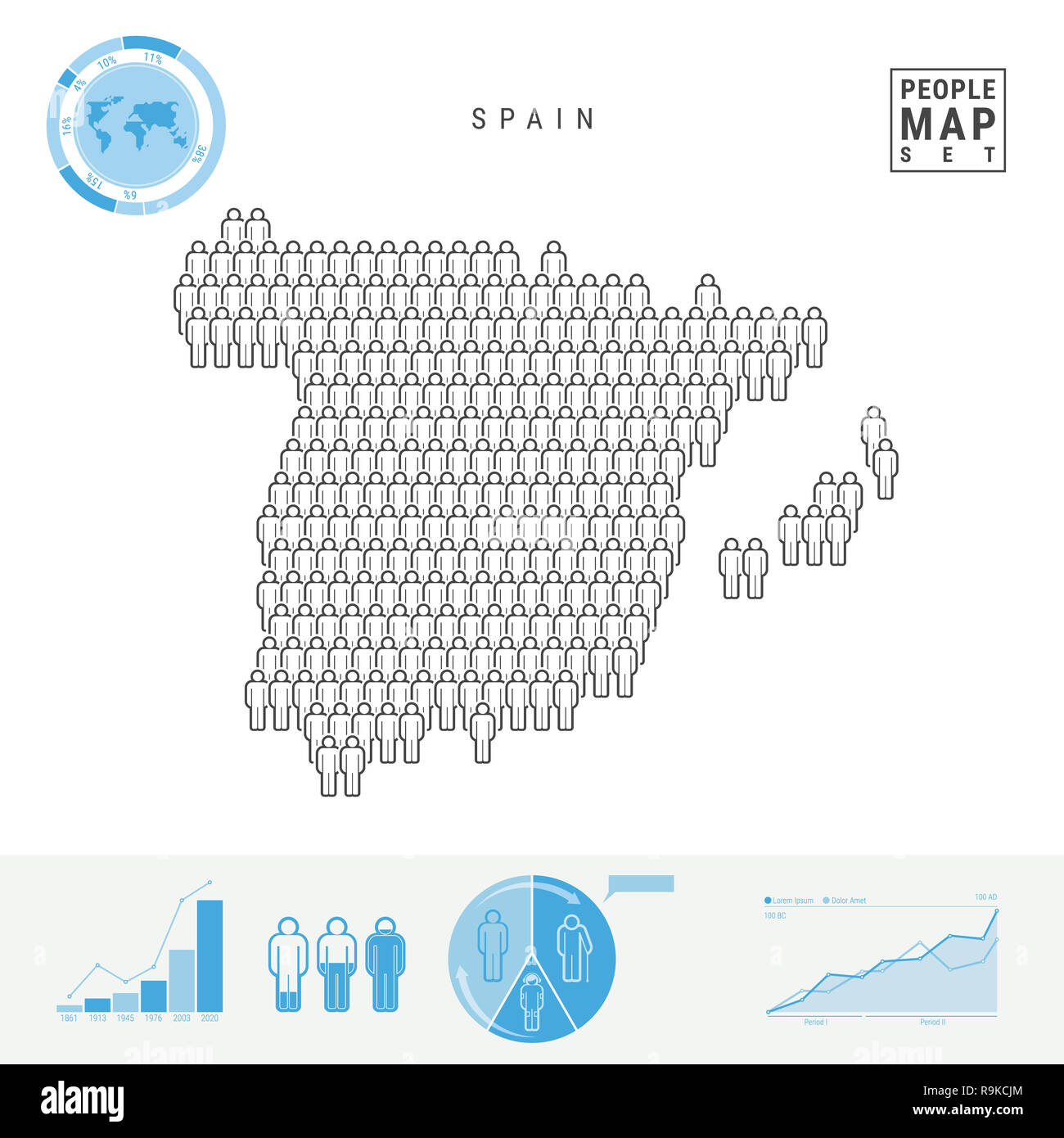 Spain People Icon Map. People Crowd in the Shape of a Map of Spain ...