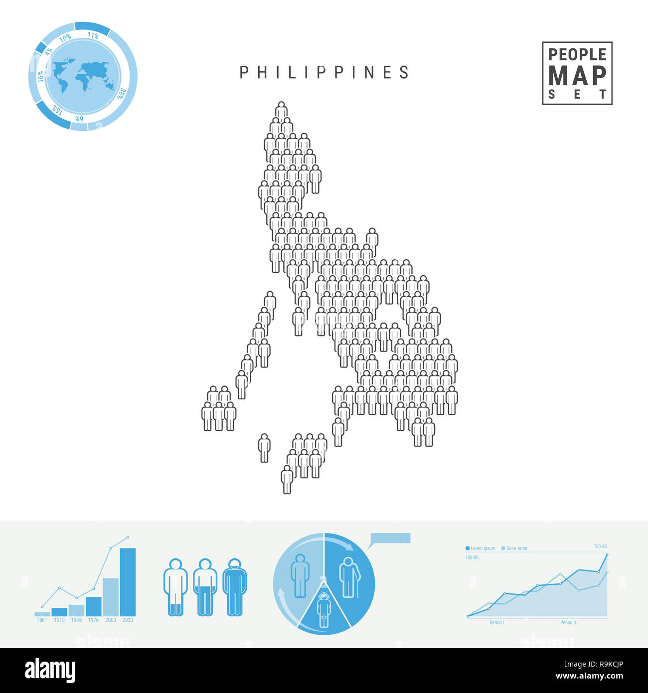 Philippines People Icon Map. People Crowd in the Shape of a Map of ...