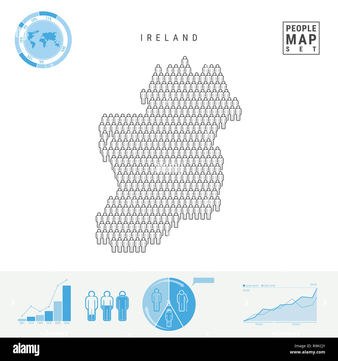 Ireland People Icon Map. People Crowd in the Shape of a Map of Ireland ...