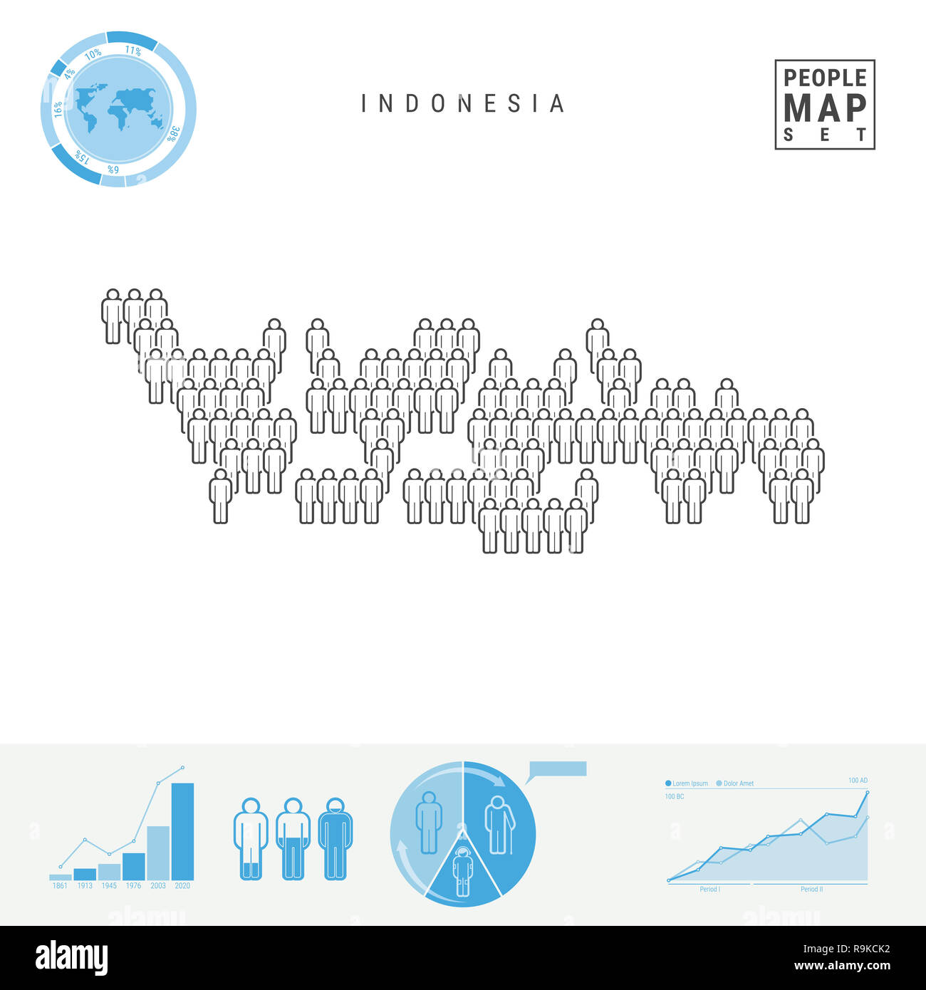 Indonesia People Icon Map. People Crowd in the Shape of a Map of ...