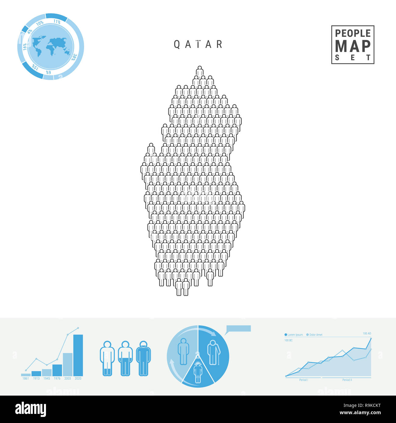 Qatar People Icon Map. People Crowd in the Shape of a Map of Qatar ...