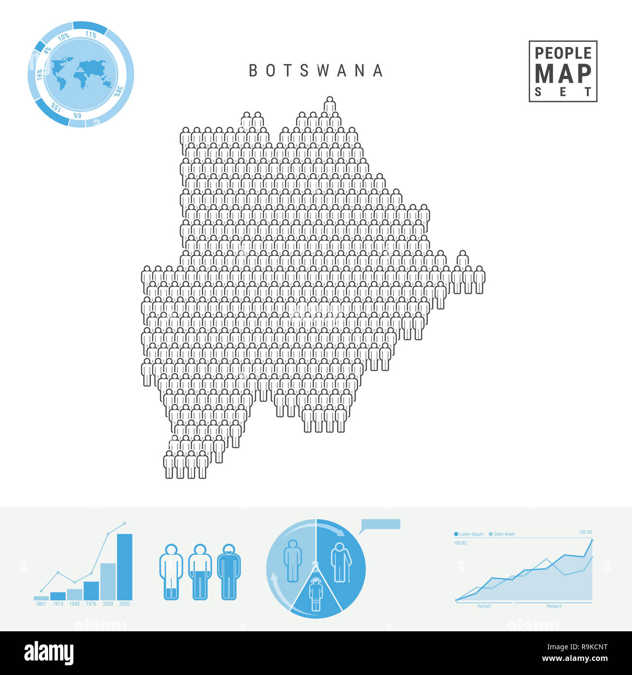 Botswana People Icon Map. People Crowd in the Shape of a Map of ...