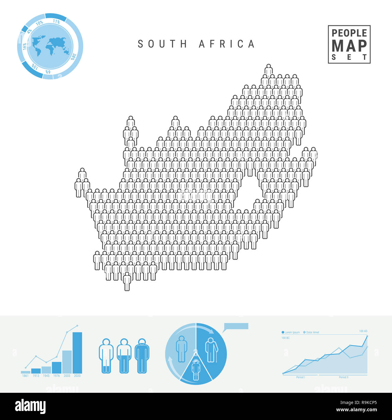 South Africa People Icon Map. People Crowd in the Shape of a Map of ...