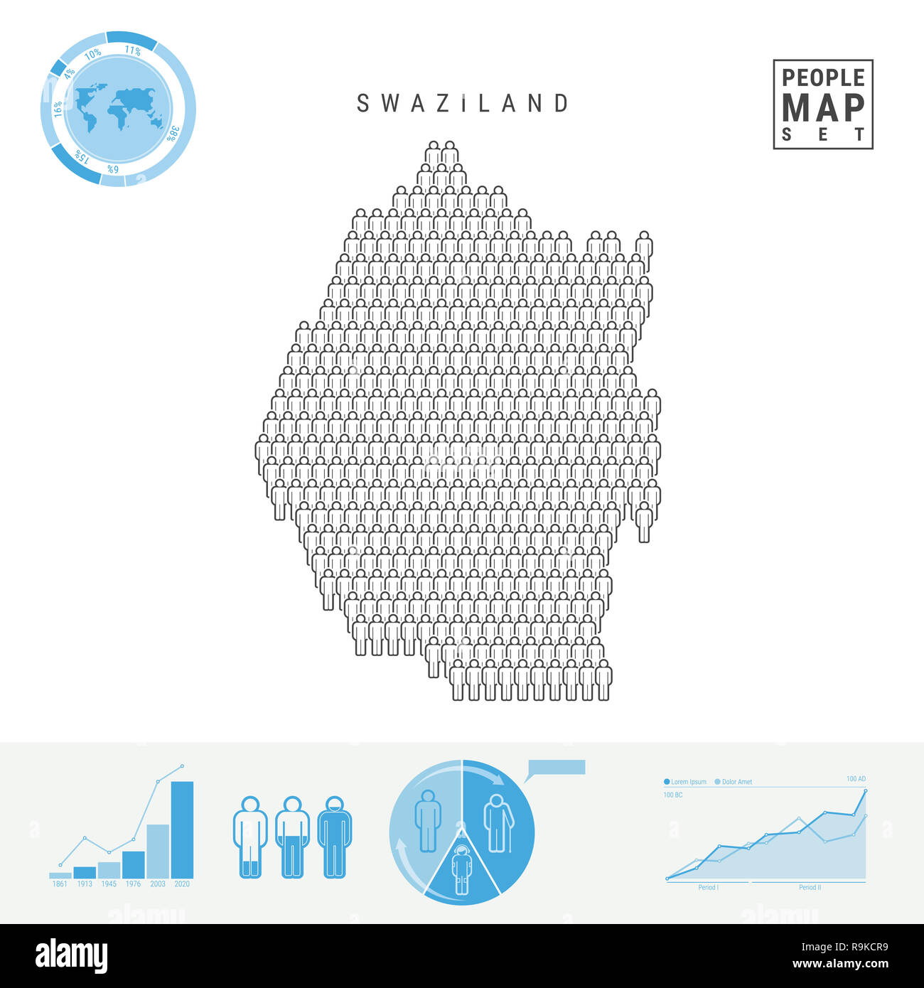 Swaziland People Icon Map. People Crowd in the Shape of a Map of ...