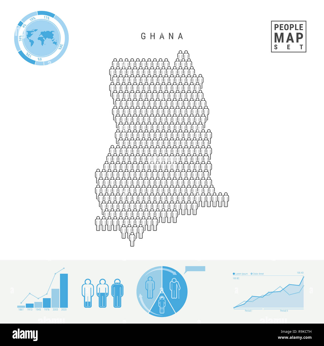 Ghana People Icon Map. People Crowd in the Shape of a Map of Ghana ...