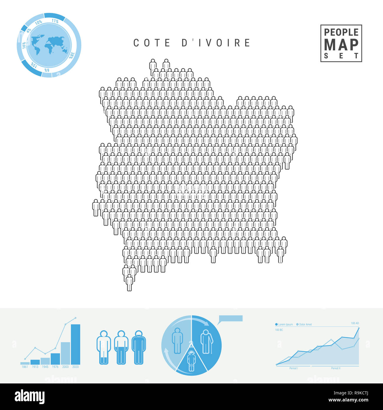 Cote d'Ivoire People Icon Map. People Crowd in the Shape of a Map of ...