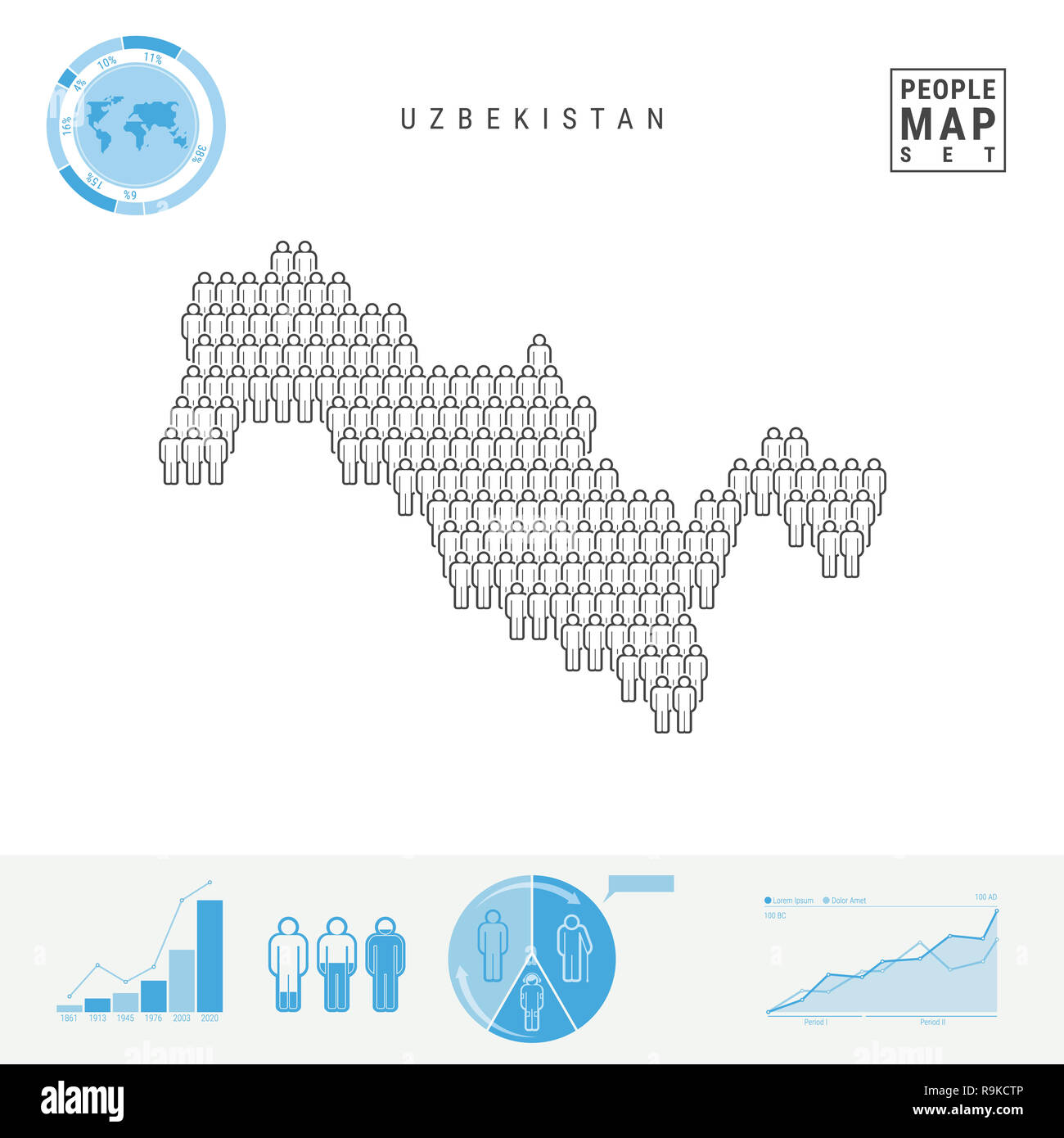 Uzbekistan People Icon Map. People Crowd in the Shape of a Map of ...