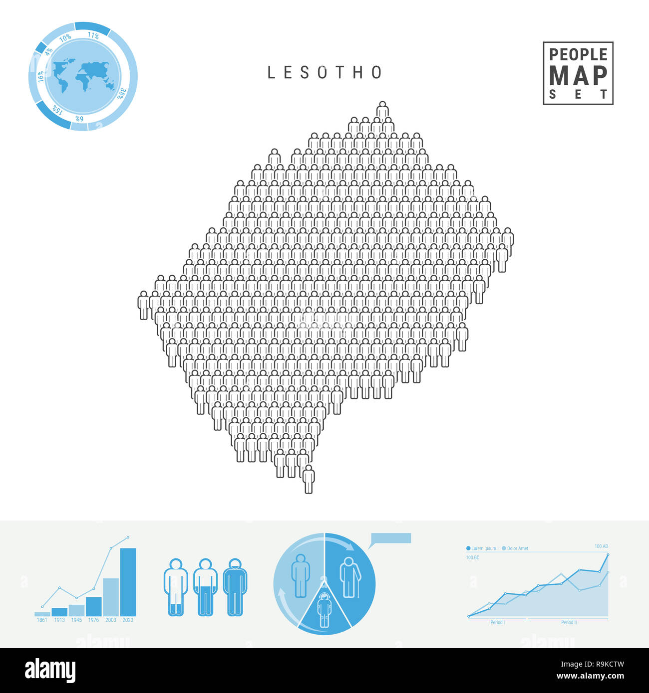 Lesotho People Icon Map. People Crowd in the Shape of a Map of Lesotho ...