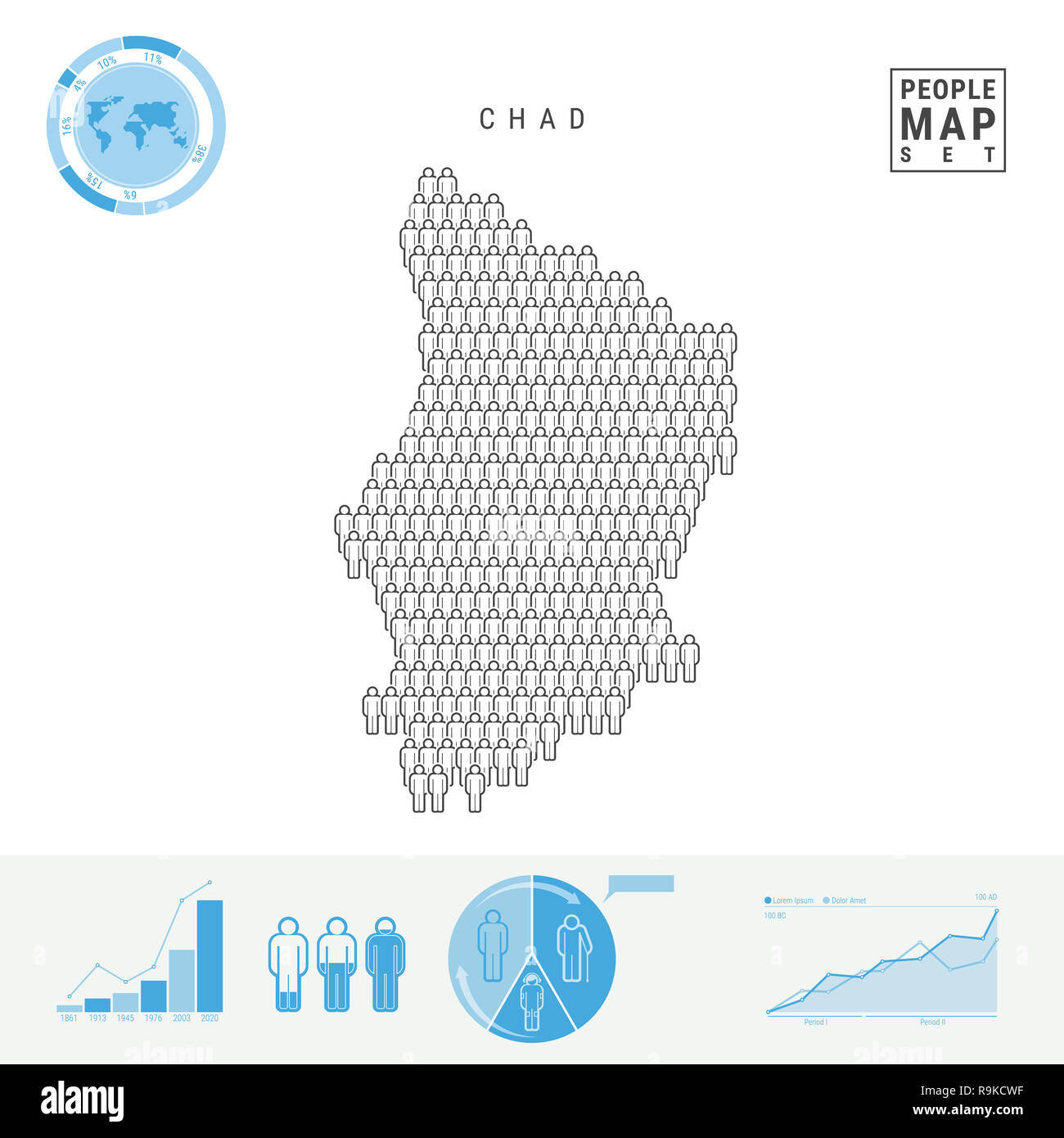 Chad People Icon Map. People Crowd in the Shape of a Map of Chad ...