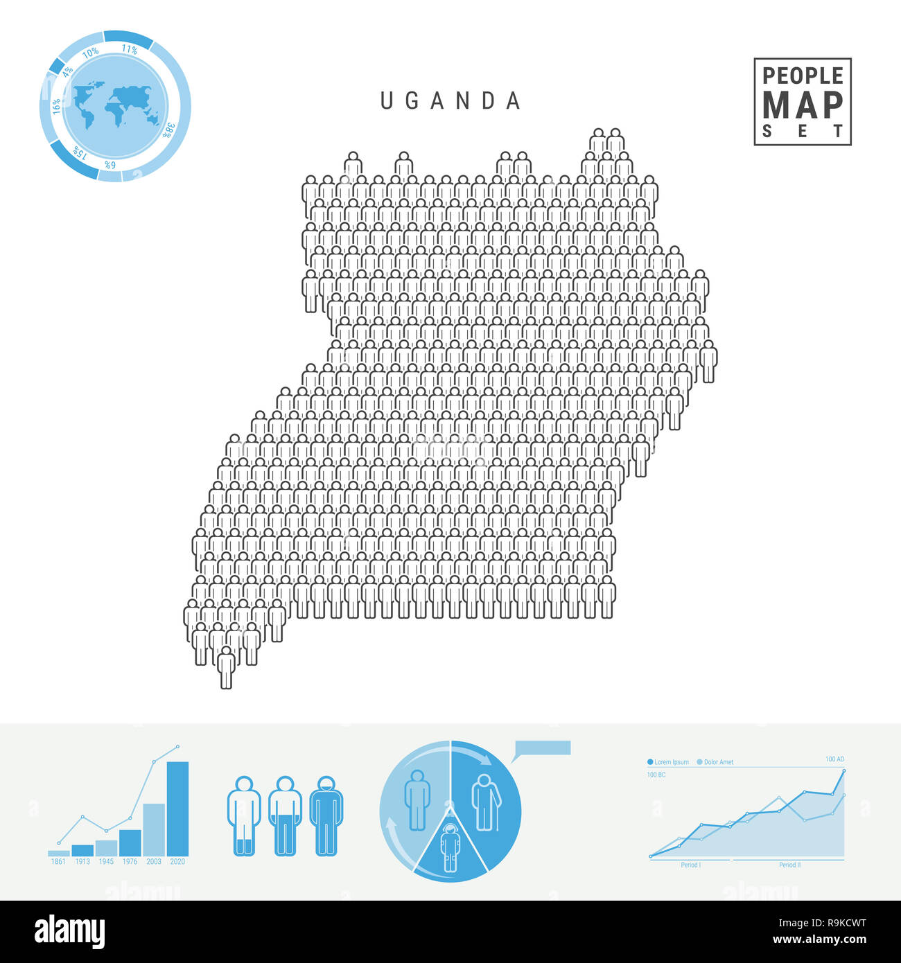 Uganda People Icon Map. People Crowd in the Shape of a Map of Uganda ...