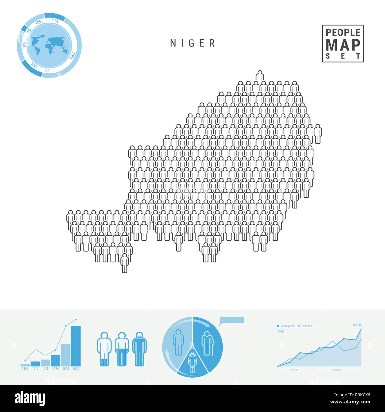 Niger People Icon Map. People Crowd in the Shape of a Map of Niger ...