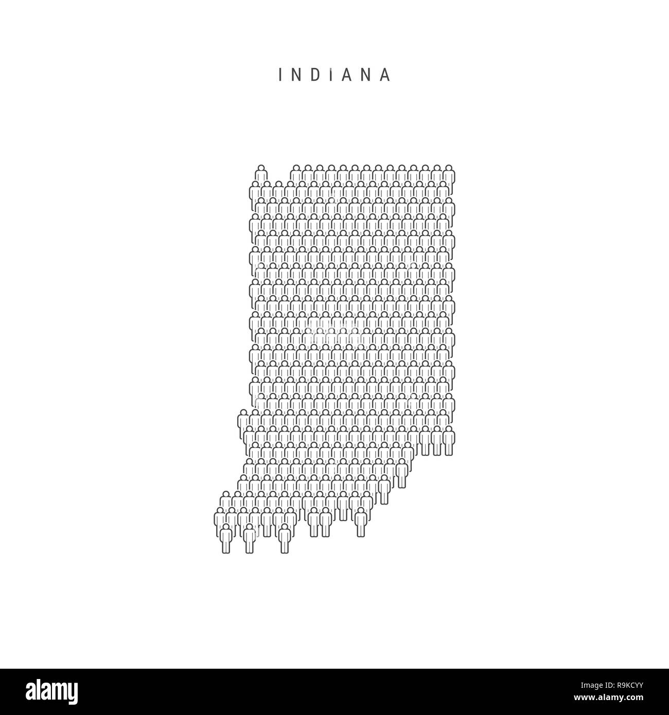 People Map of Indiana, US State. Stylized Silhouette, People Crowd in ...