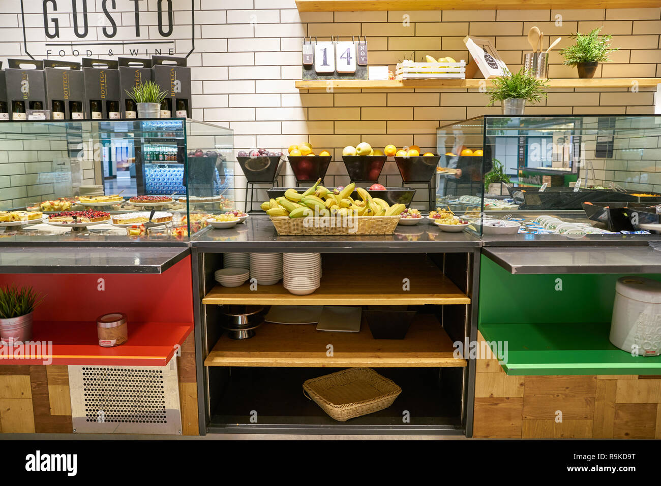 ROME, ITALY - CIRCA NOVEMBER, 2017: interior shot of Gusto Restaurant ...