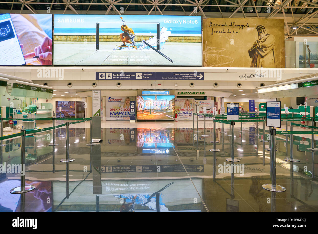 ROME, ITALY - CIRCA NOVEMBER, 2017: check-in area in Fiumicino ...