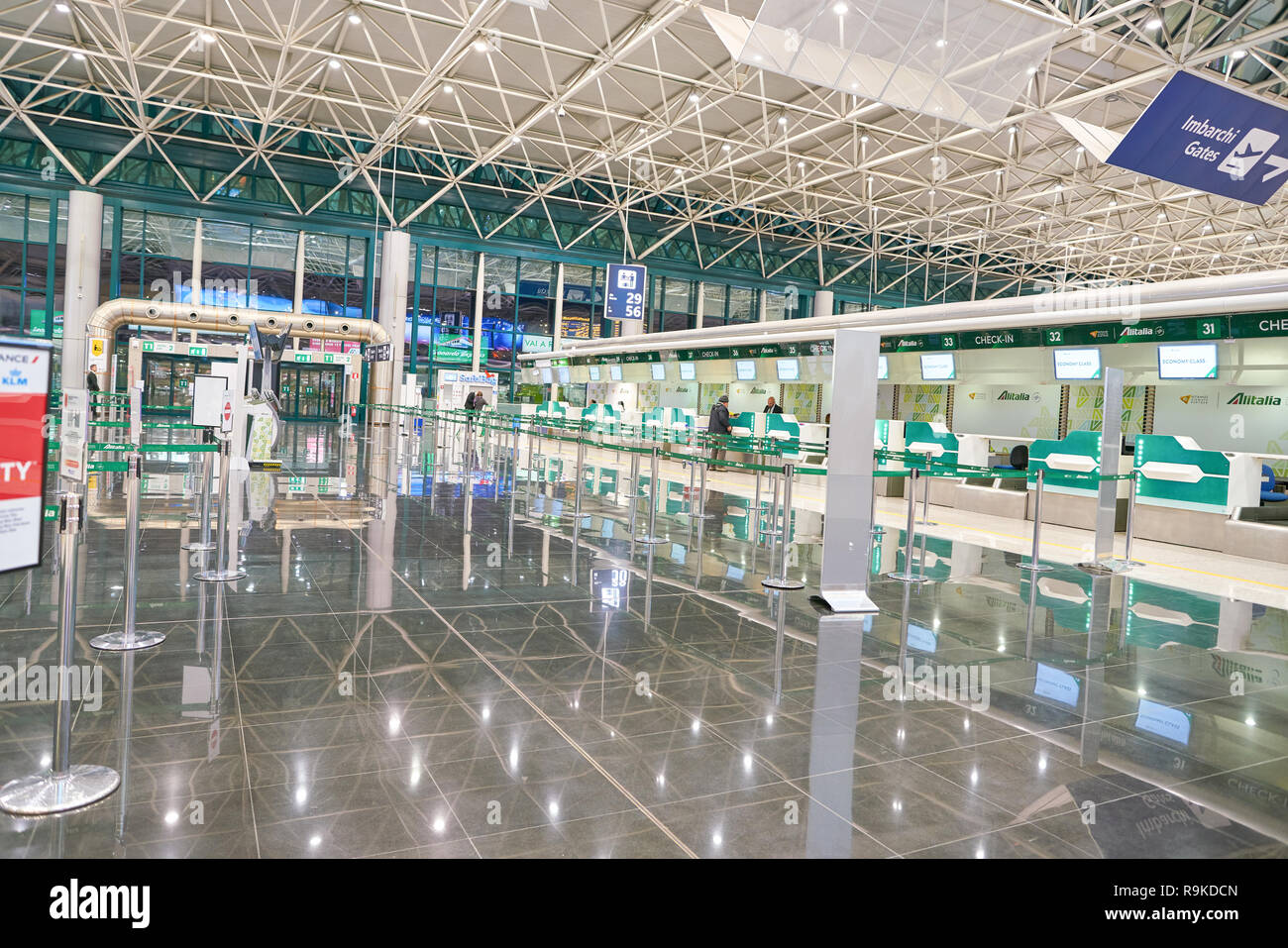 ROME, ITALY - CIRCA NOVEMBER, 2017: check-in area in Fiumicino ...