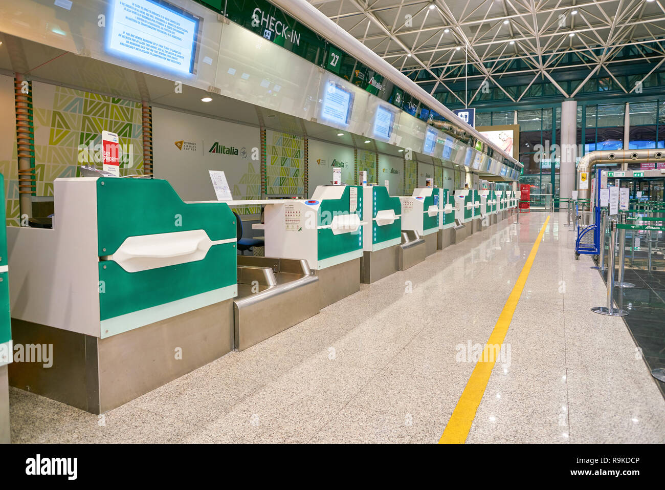 ROME, ITALY - CIRCA NOVEMBER, 2017: check-in area in Fiumicino ...