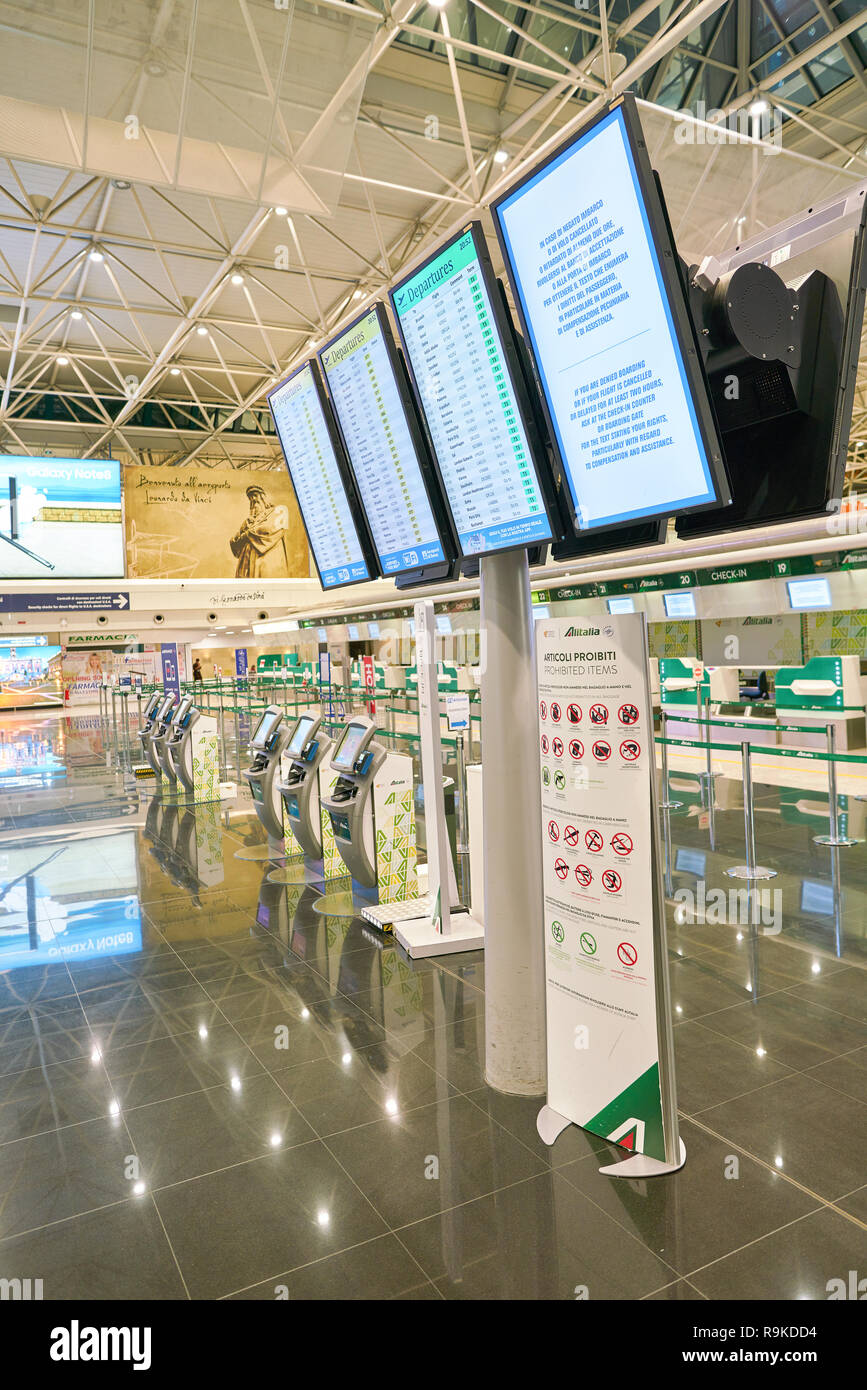 ROME, ITALY - CIRCA NOVEMBER, 2017: check-in area in Fiumicino ...