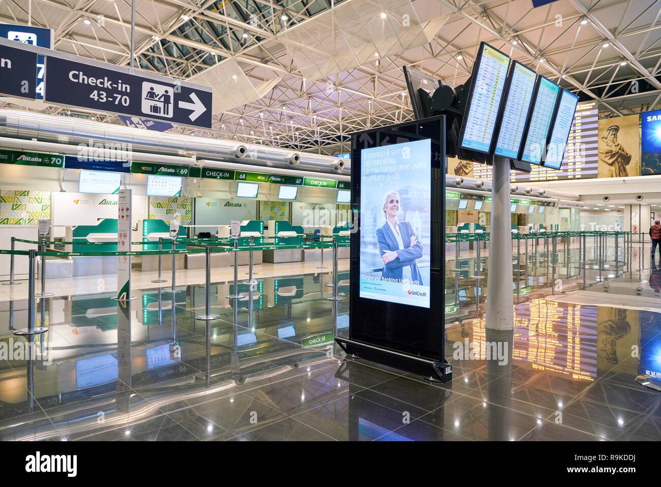 ROME, ITALY - CIRCA NOVEMBER, 2017: check-in area in Fiumicino ...