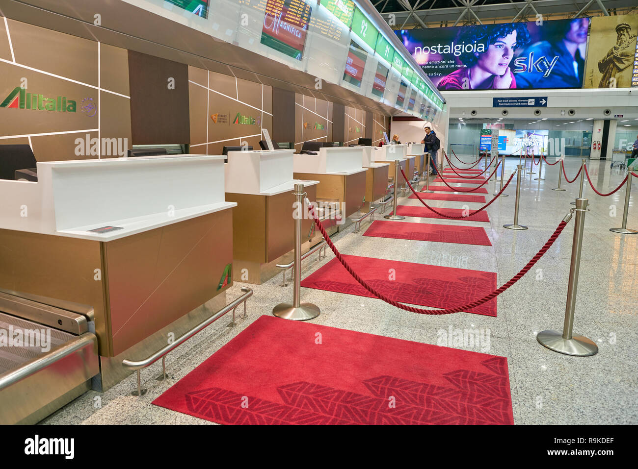 ROME, ITALY - CIRCA NOVEMBER, 2017: business class check-in area in ...