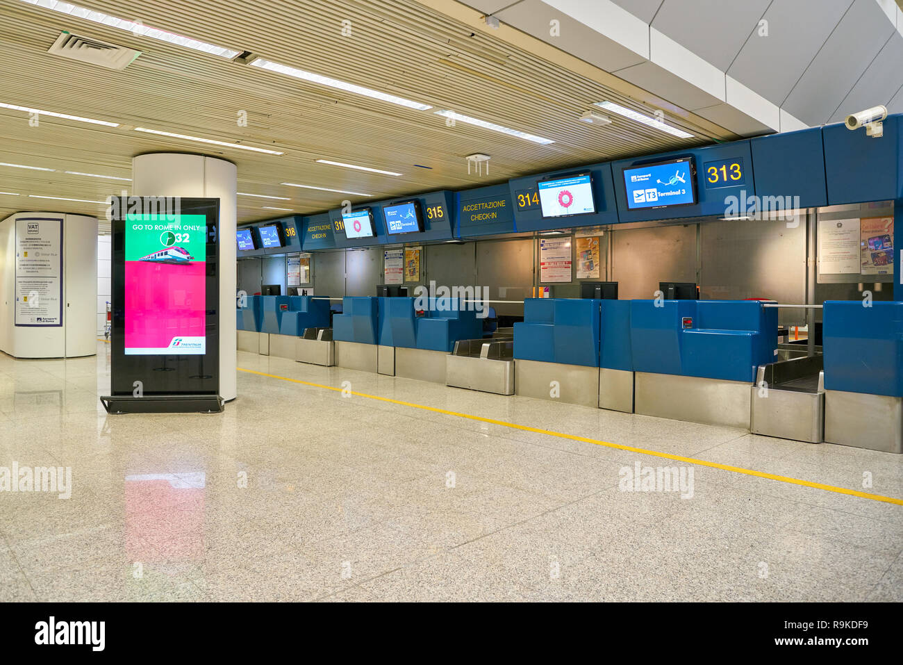 ROME, ITALY - CIRCA NOVEMBER, 2017: check-in area in Fiumicino ...