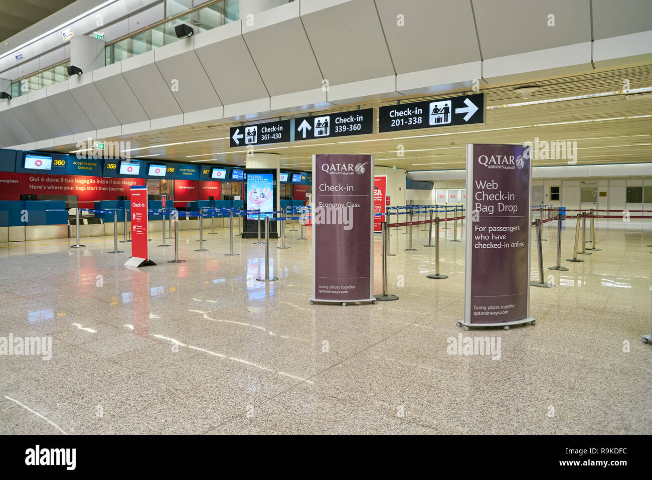ROME, ITALY - CIRCA NOVEMBER, 2017: check-in area in Fiumicino ...