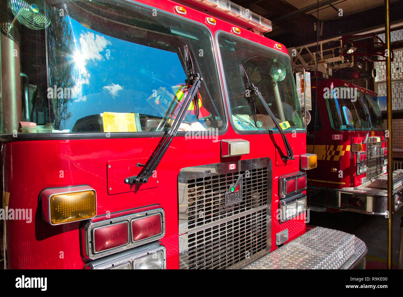Toronto, Canada-20 October, 2017: Fire truck at a fire station ready to ...