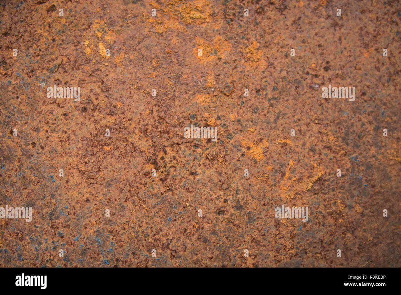 Brown rust stains texture of the old white paint on rusty metal wall ...
