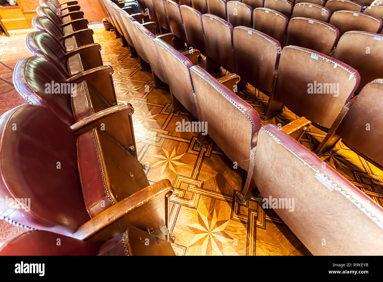 Empty vintage seat in auditorium or theate. Academic gathering, empty ...