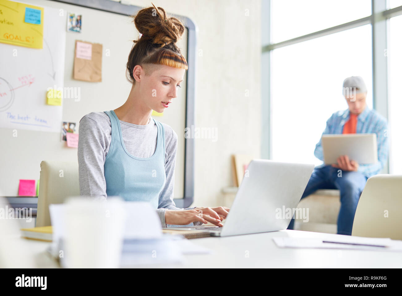 Preparing for seminar Stock Photo - Alamy