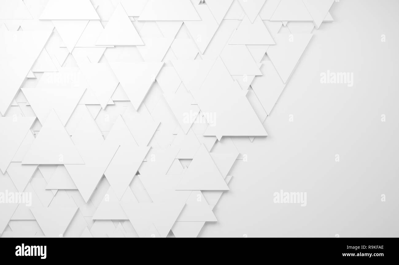 Abstract white background with random triangles tiling pattern on front ...