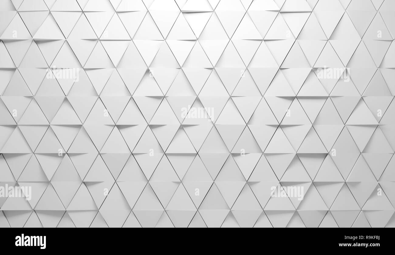 Abstract white wall background with triangles tiling pattern on front ...