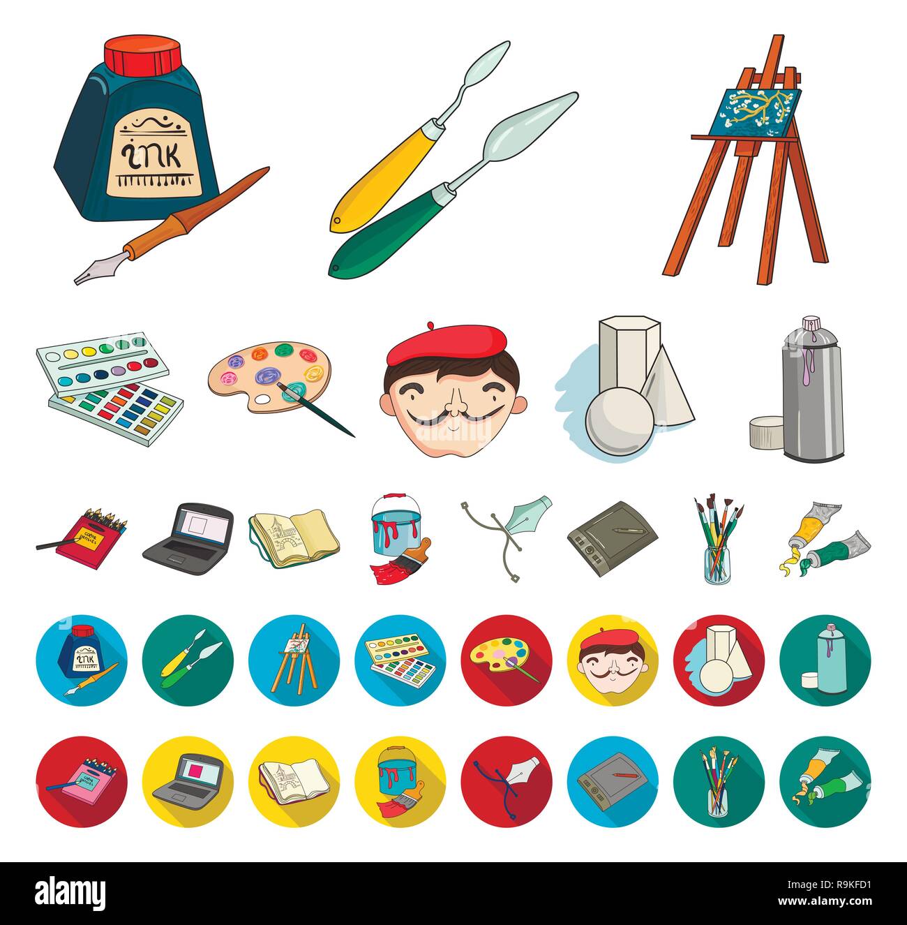accessory,art,artist,box,bucket,cartoon,flat,collection,colored,design ...