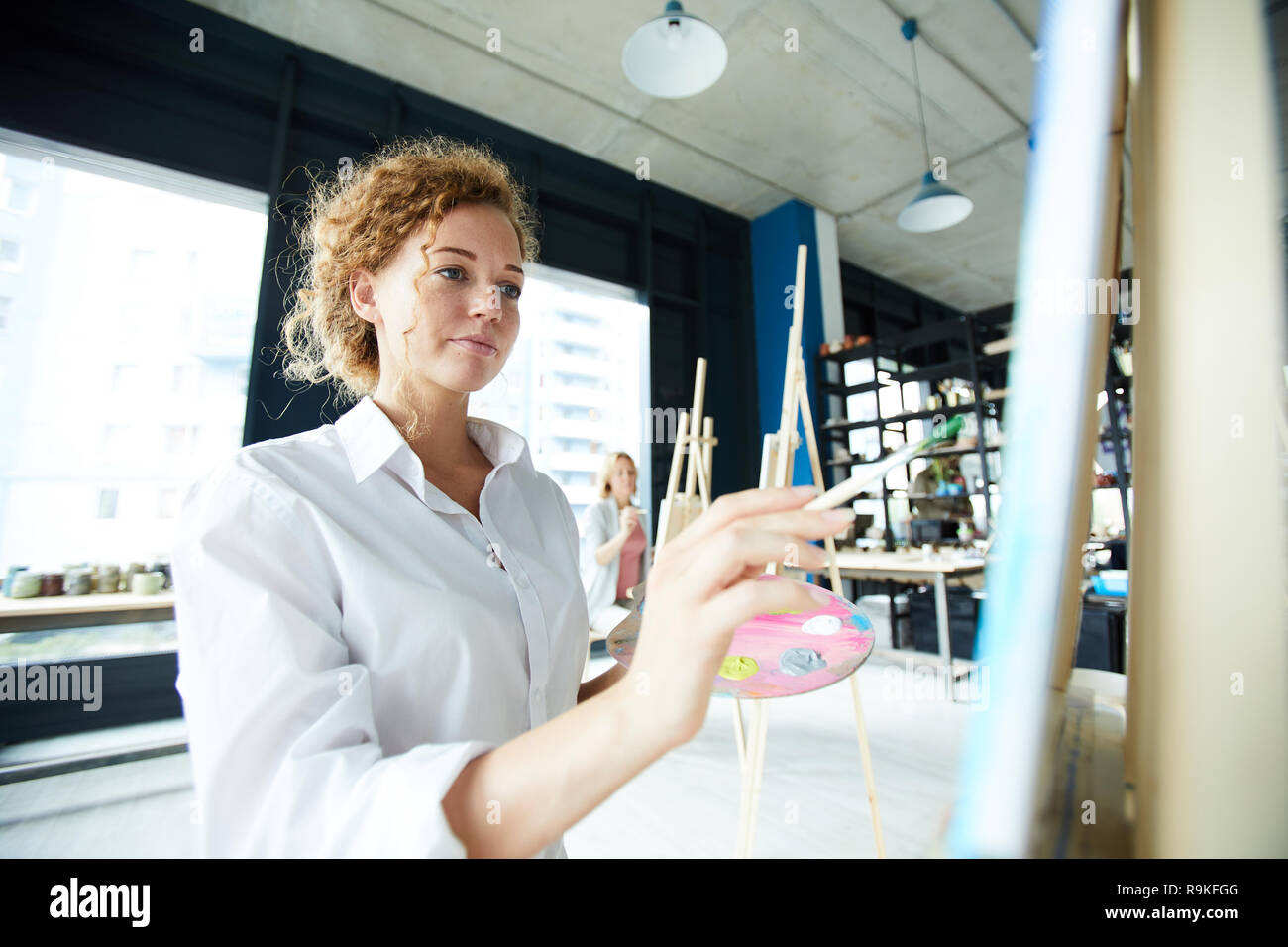 Lesson of painting Stock Photo - Alamy