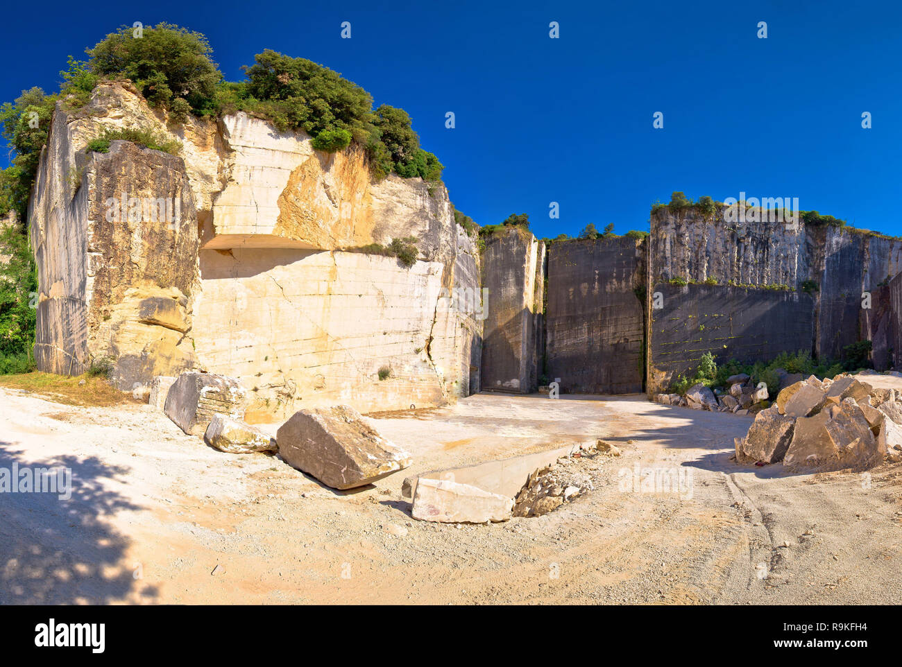 Historic Roman quarry Cave Romanae in Vinkuran view, Istria region of ...