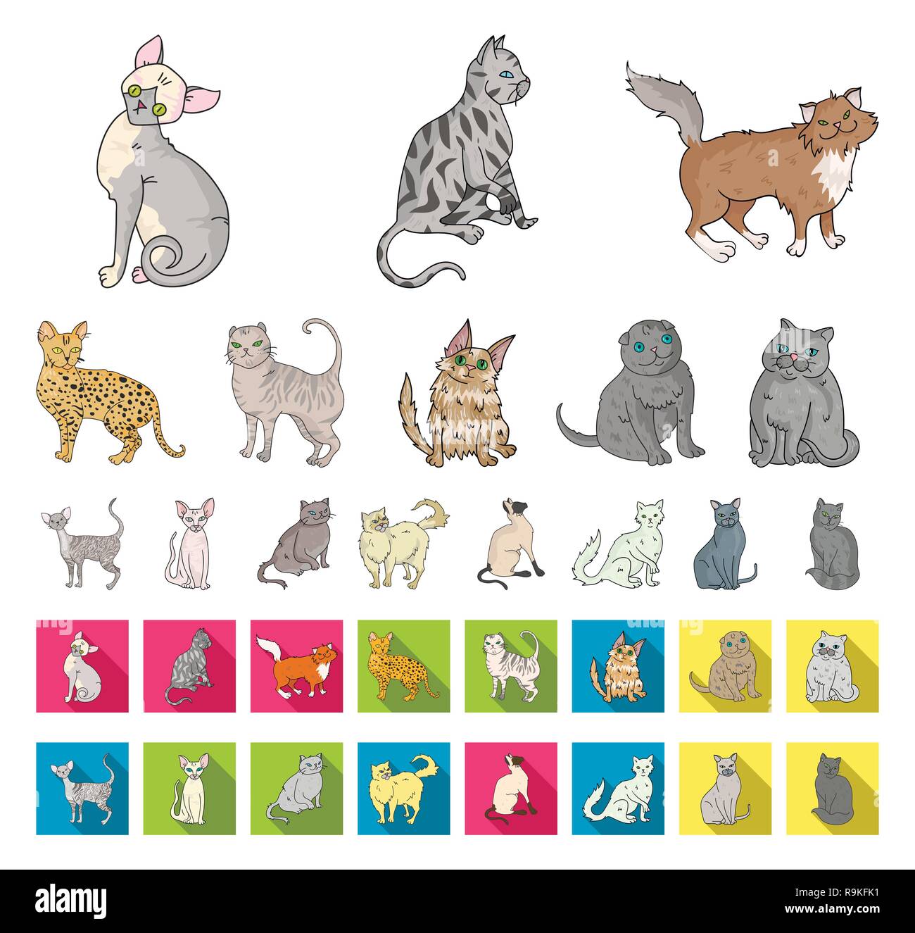 american,angora,animal,appearance,breed,british,cartoon,flat,cat ...