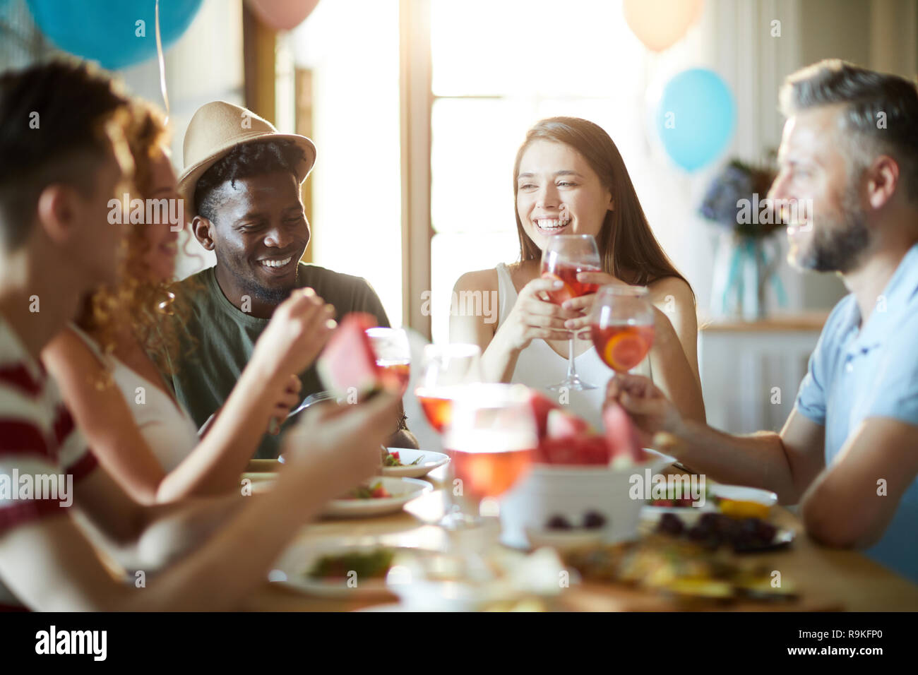 Fun by table Stock Photo - Alamy