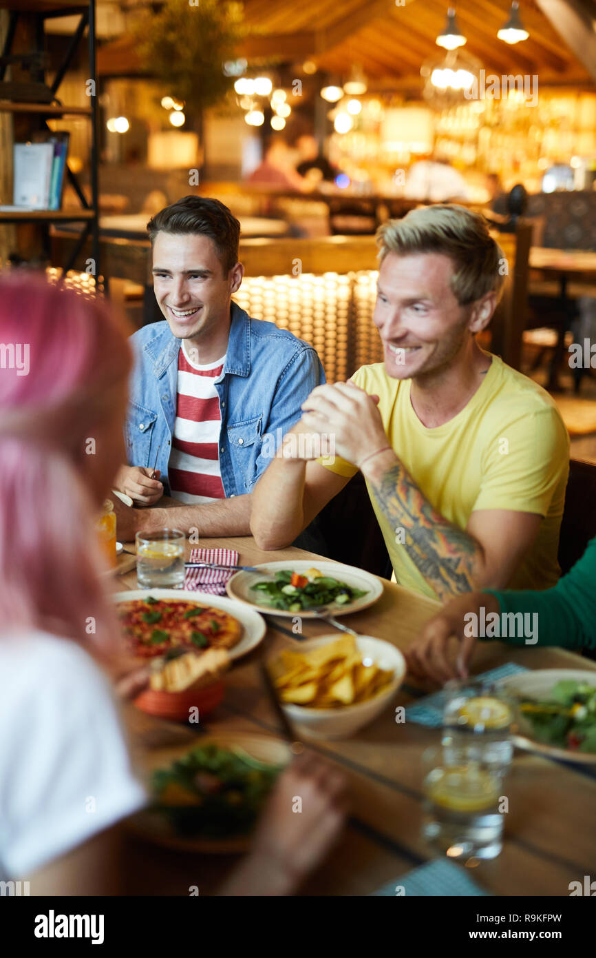 Guys by dinner Stock Photo - Alamy