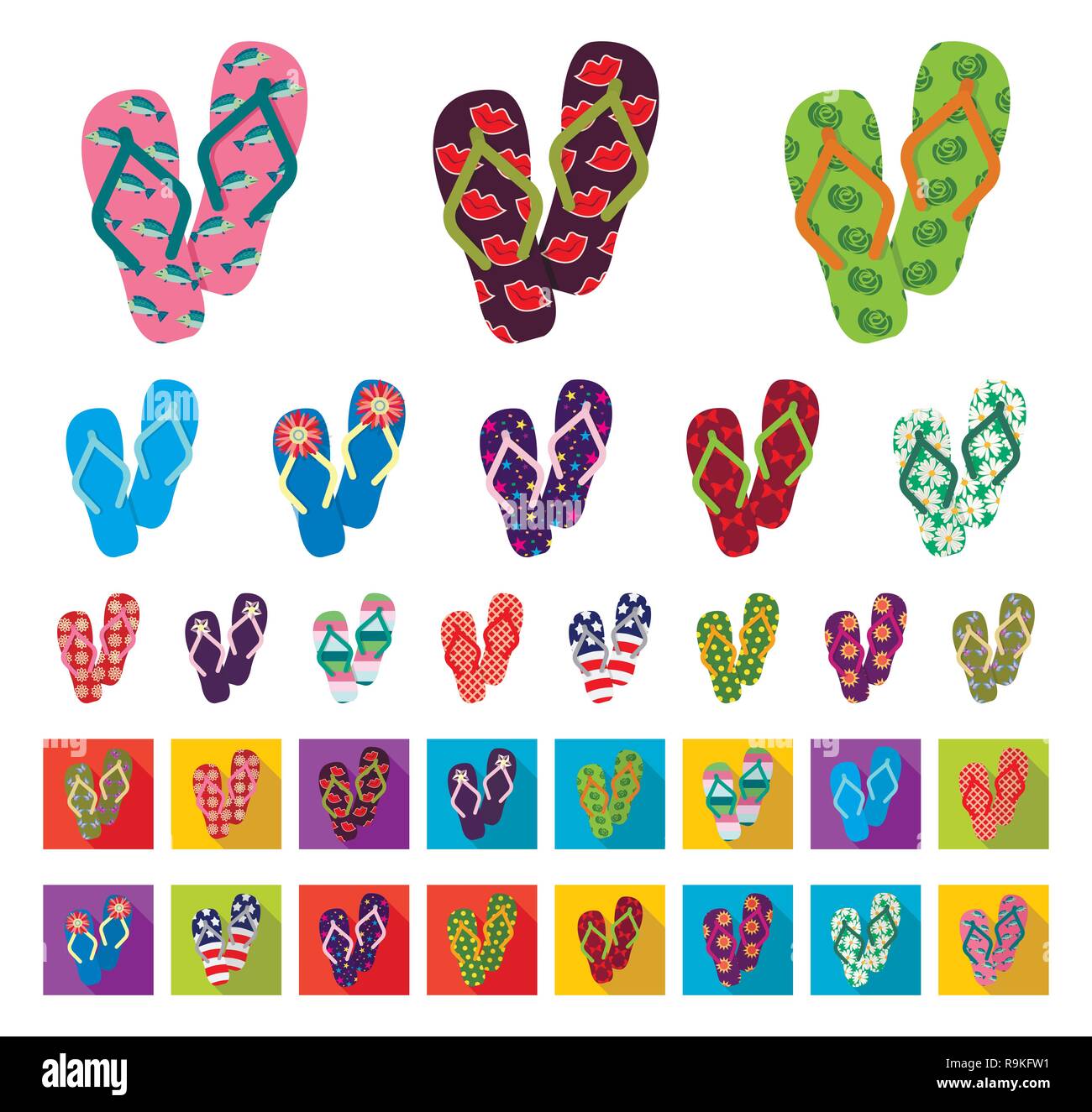 beach,cartoon,flat,collection,design,drawing,flip,flops,icon ...