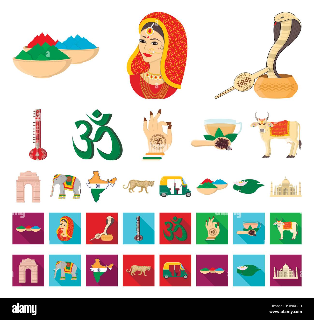 attributes,aum,cartoon,flat,character,collection,country,cow,culture ...