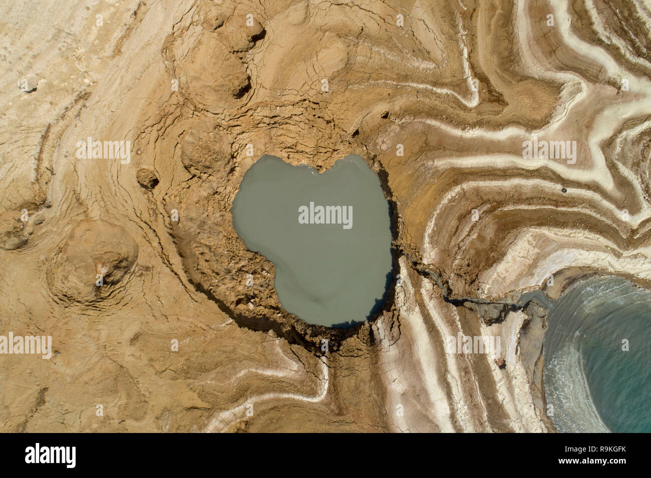 Aerial Photography with a drone. Elevated view of sink holes on the ...