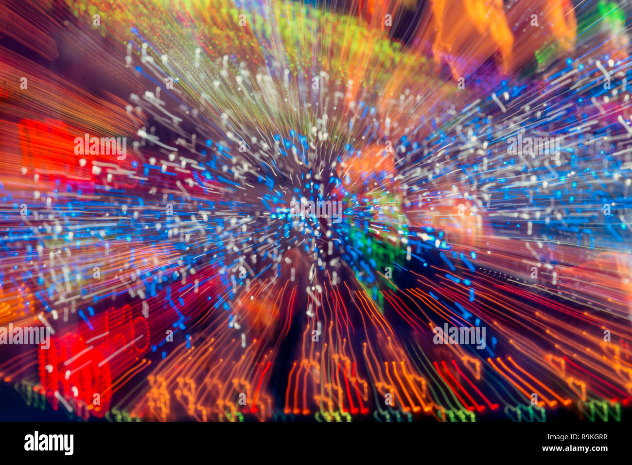 Abstract light explosion effect background. Long exposure photograph of ...