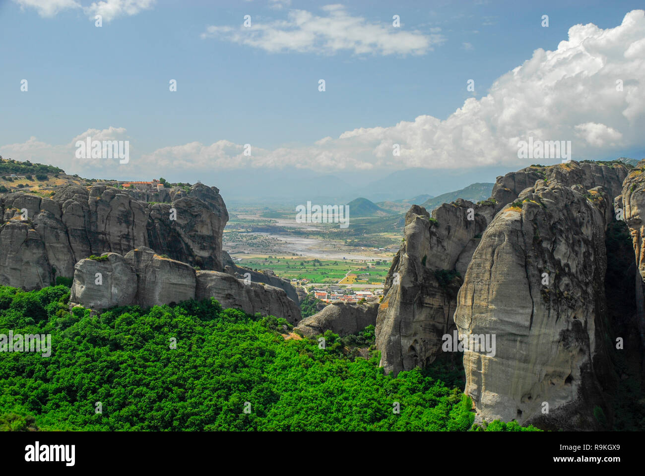 Spectacular Meteora rock formations and monasteries, Meteora, Plain of ...