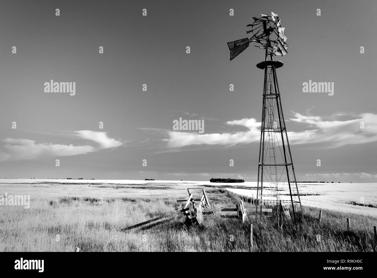 Wind farm in field Black and White Stock Photos & Images - Alamy