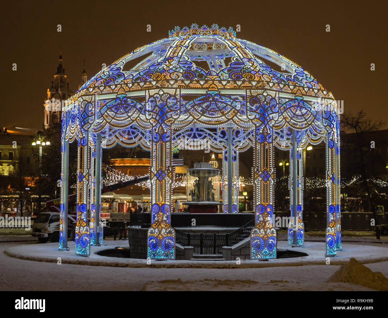 Christmas illuminated decoration of the city downtown Stock Photo - Alamy