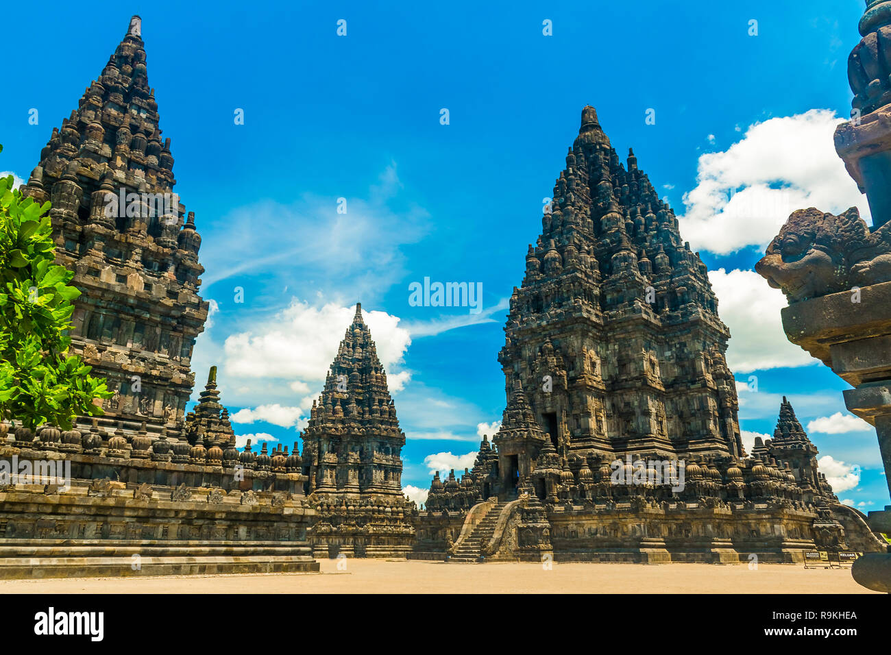 Ancient mystical old Hindu Prambanan temple near Yogyakarta on Java ...
