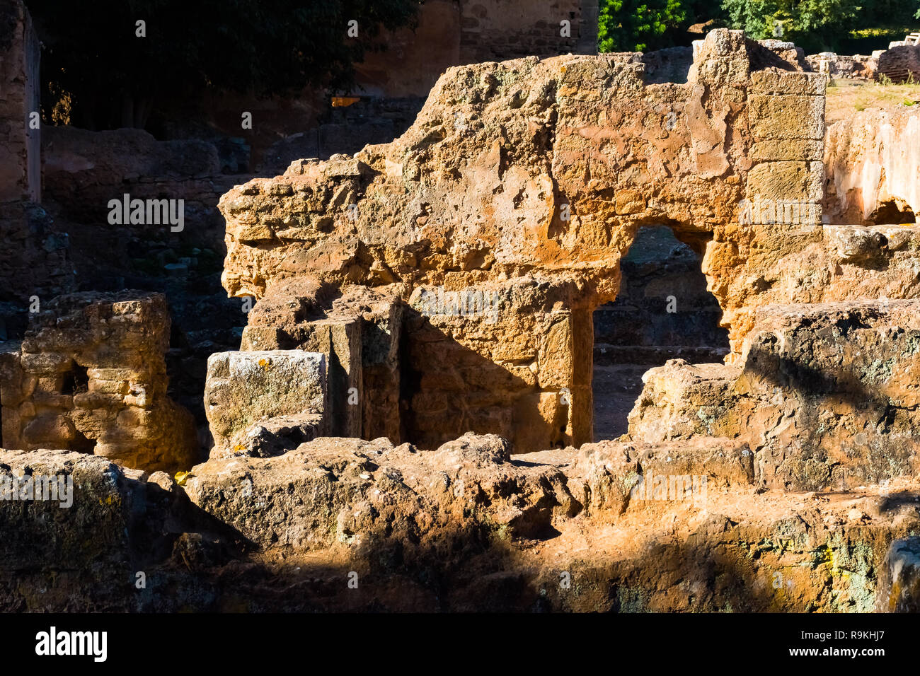 Ruins of the ancient necropolis of Kellah Chellah in the city of Rabat ...