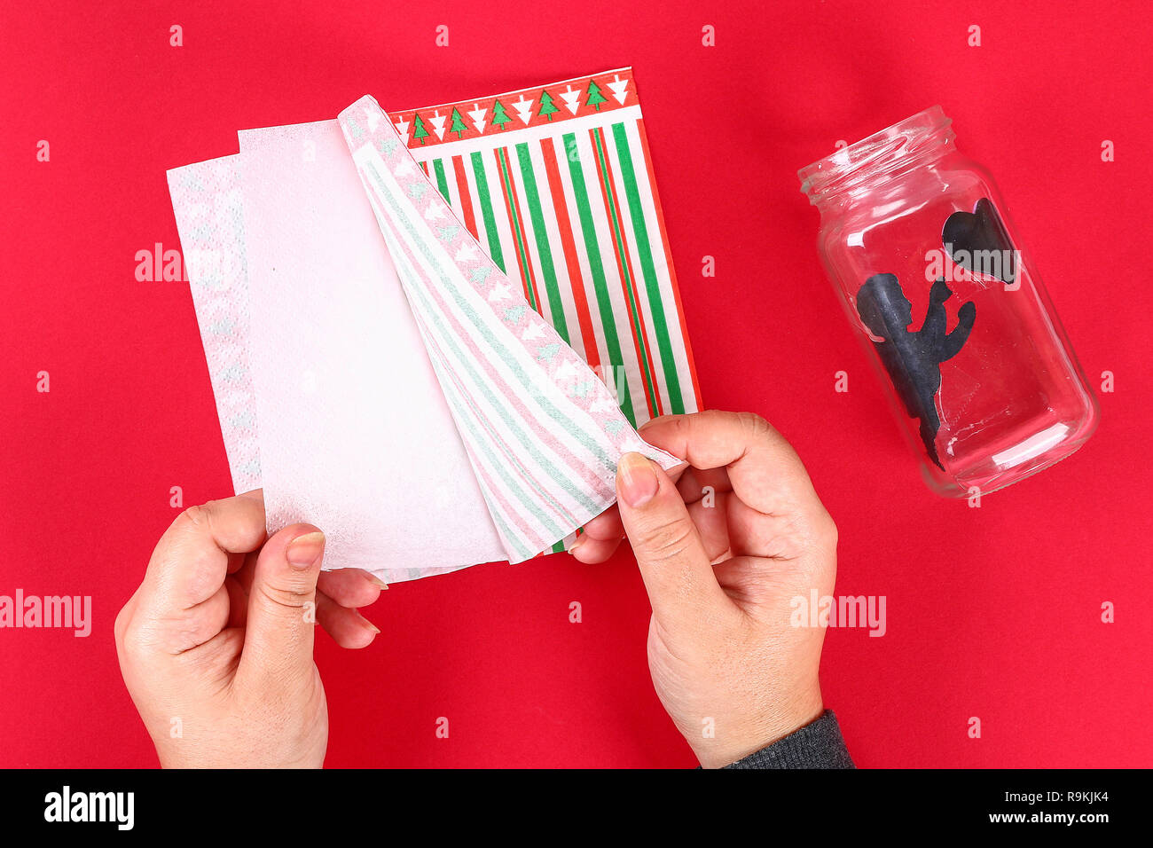 Diy Fairy Jar on red background. Gift ideas, decor February 14, St ...