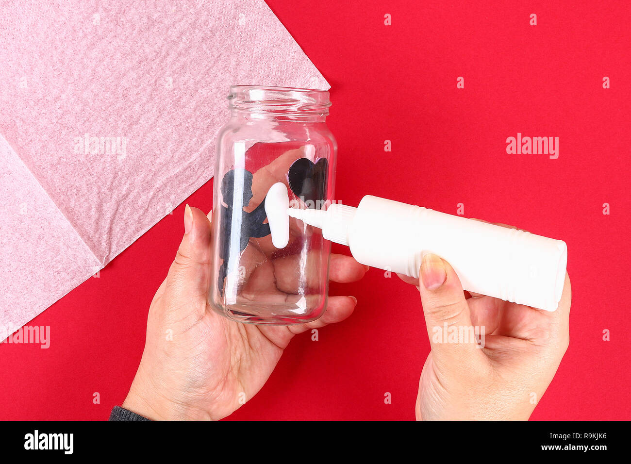 Diy Fairy Jar on red background. Gift ideas, decor February 14, St ...