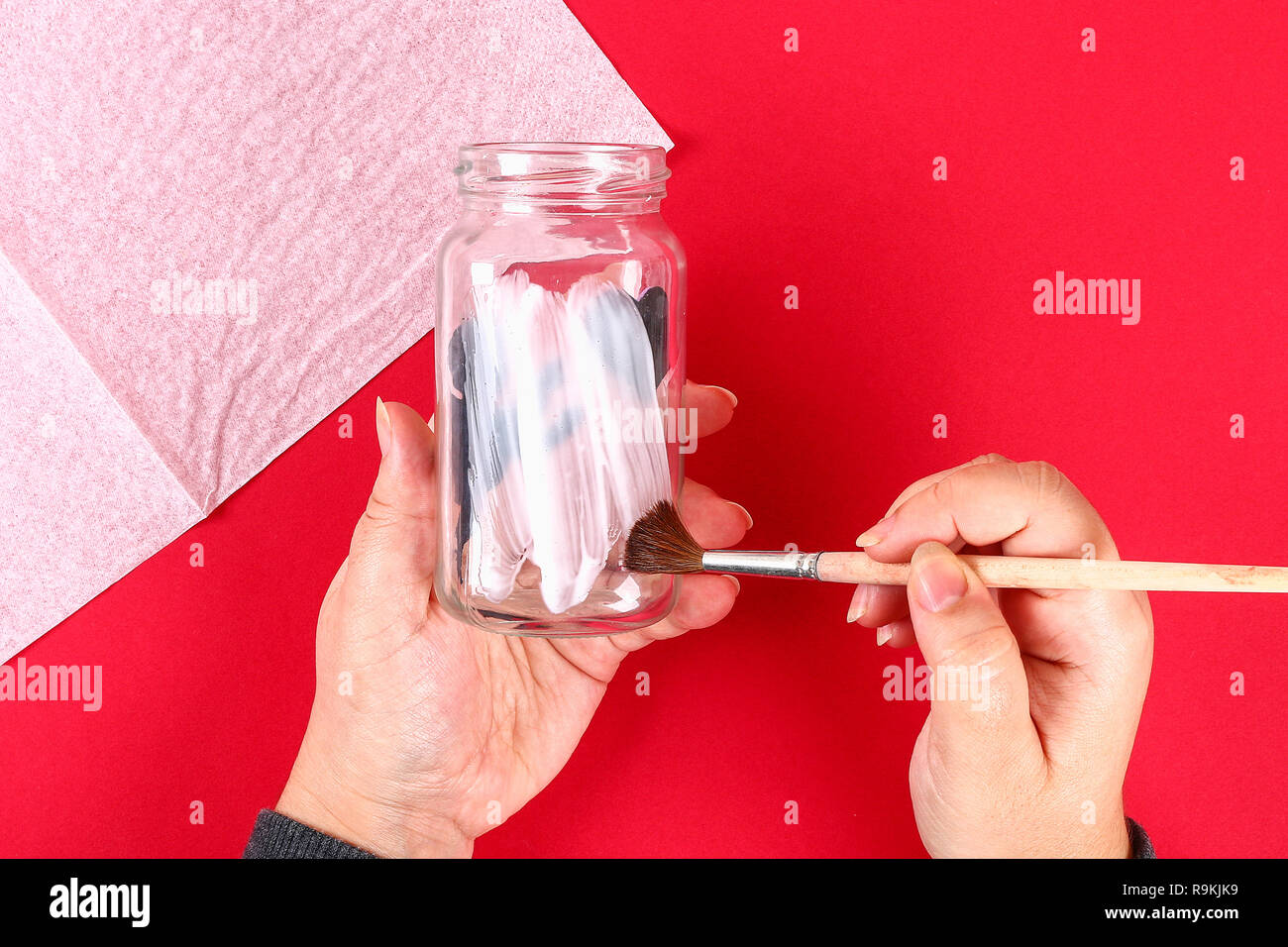Diy Fairy Jar on red background. Gift ideas, decor February 14, St ...
